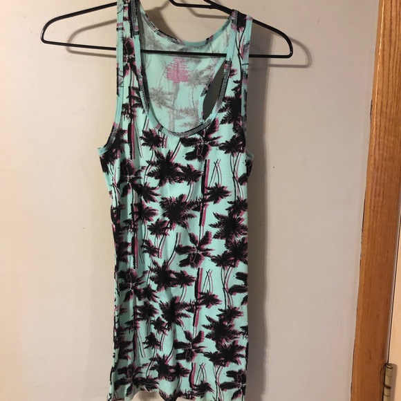 Tops | Palm Tree Print Ribbed Tank Sz L1113 | Poshmark
